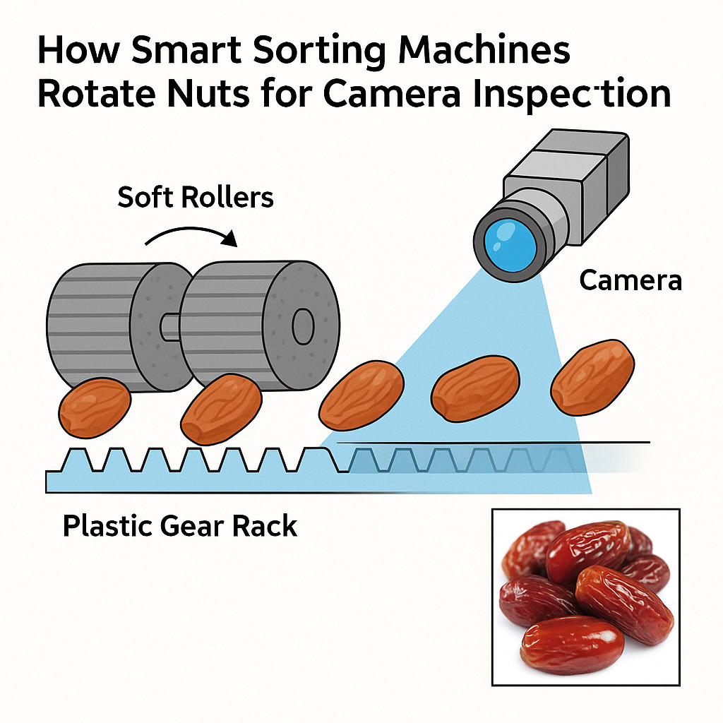 How Do Smart Sorting Machines Make Nuts Rotate for Better Scanning?
